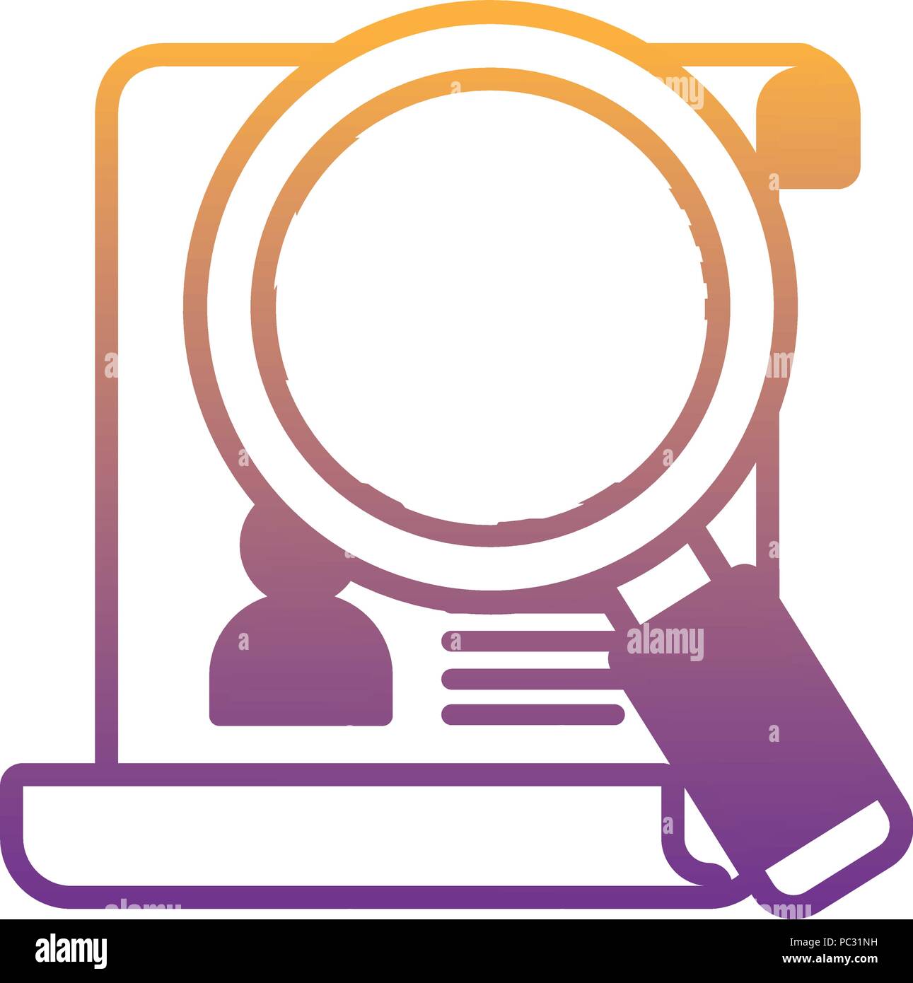 document and magnifying glass over white background, vector ...