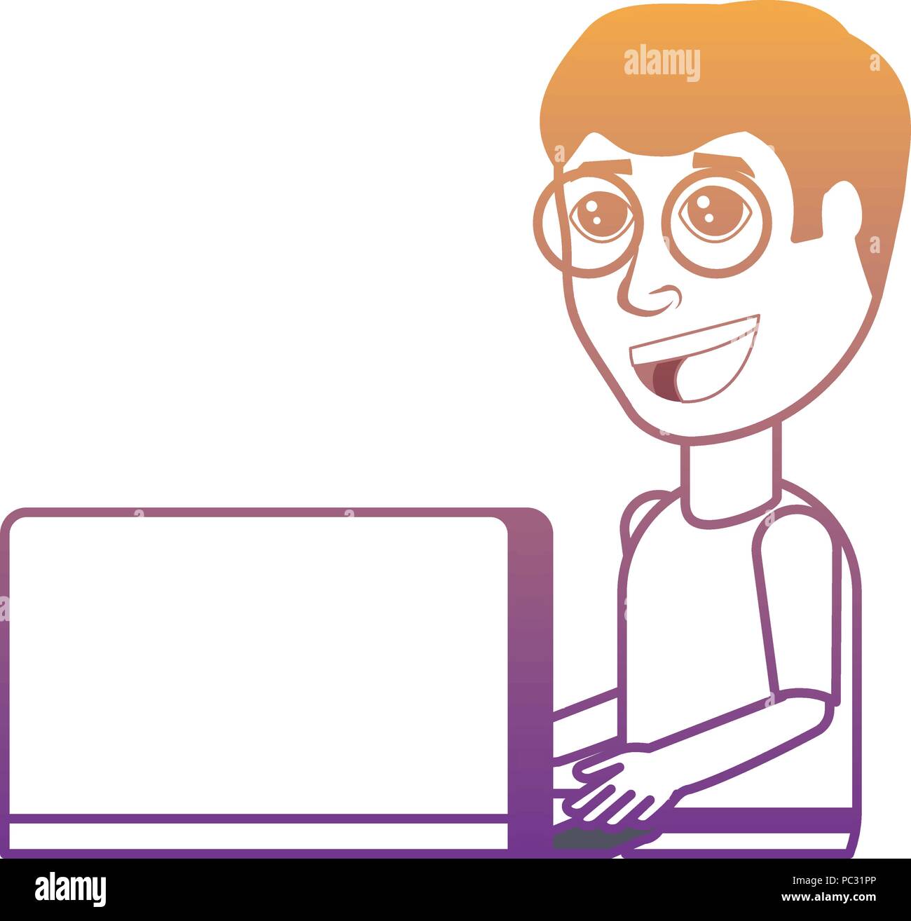 cartoon woman using a laptop computer over white background, vector ...