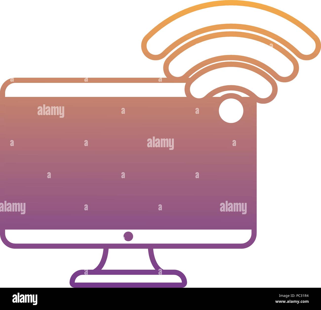 computer with wifi symbol over white background, vector illustration ...