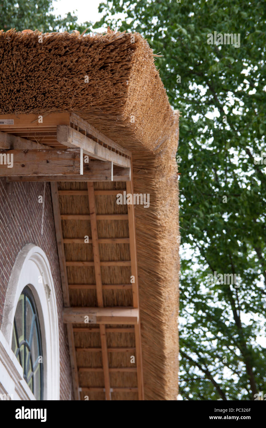 New roof made of straw and wood Stock Photo - Alamy