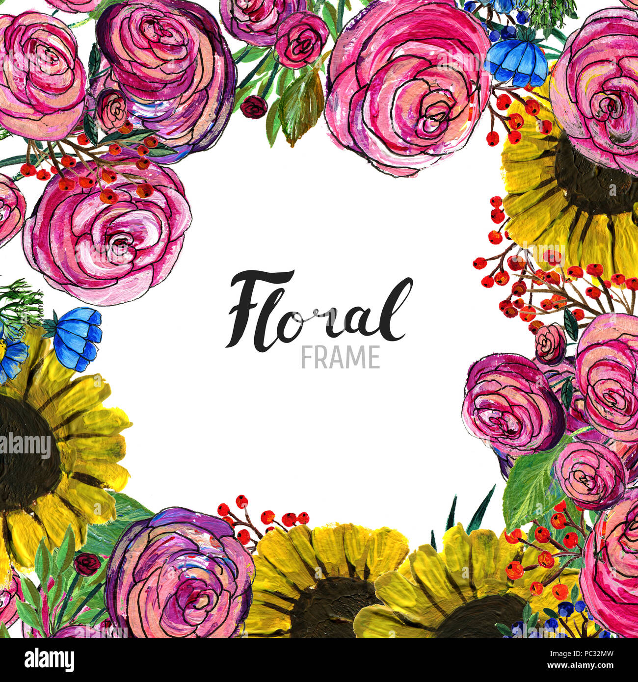Hand drawn Flower Border Stock Photo - Alamy