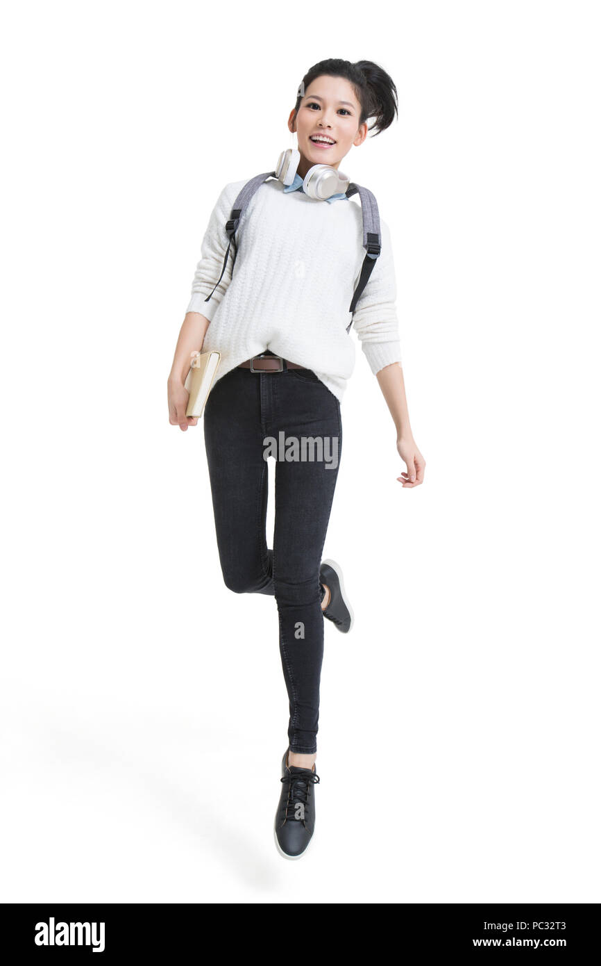 Indian college student jumping hi-res stock photography and images - Alamy