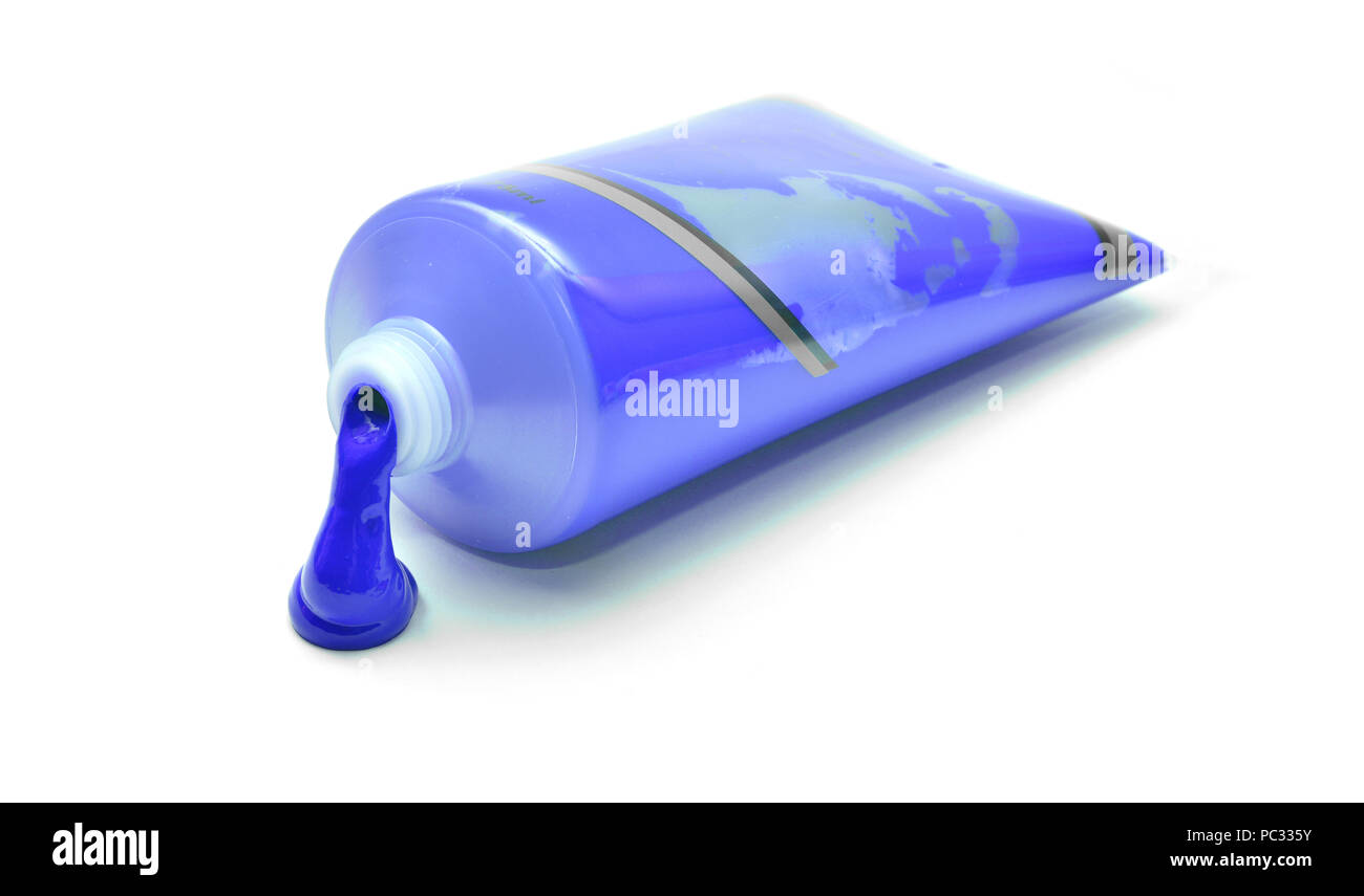 tube of blue paint isolated on white Stock Photo - Alamy