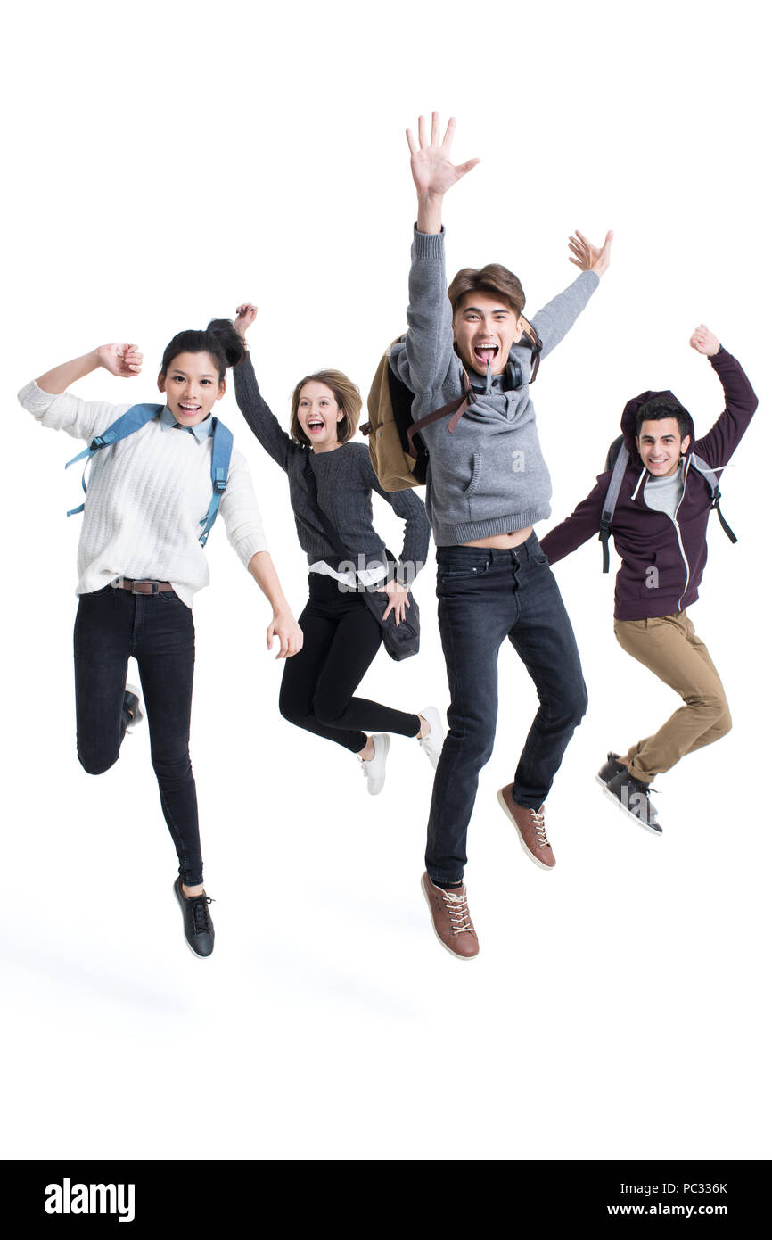 Indian college student jumping smiling hi-res stock photography and ...