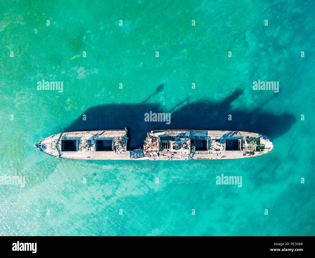 Aerial Drone View Of Old Shipwreck Ghost Ship Stock Photo - Alamy