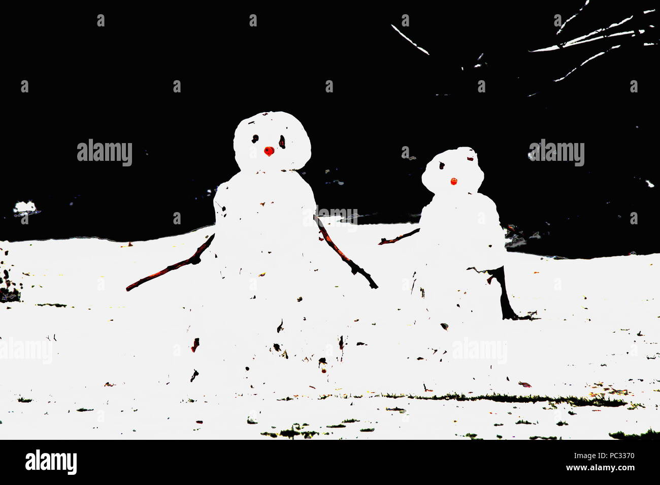 A modern seasonal abstract scene with cute Snowmen. Snowman Snow ...