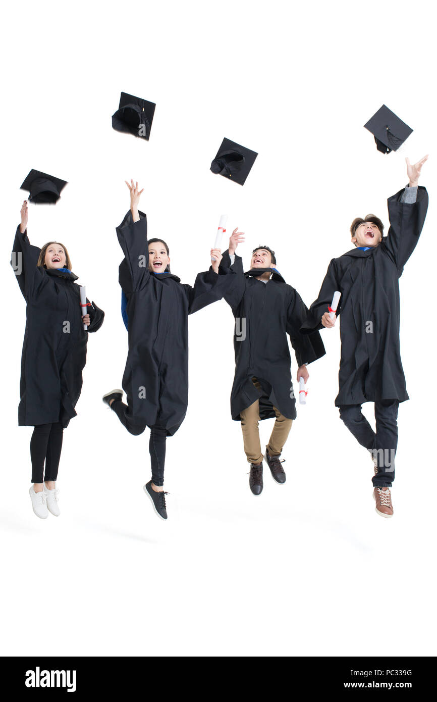 Group happy graduates throwing graduation hi-res stock photography and ...