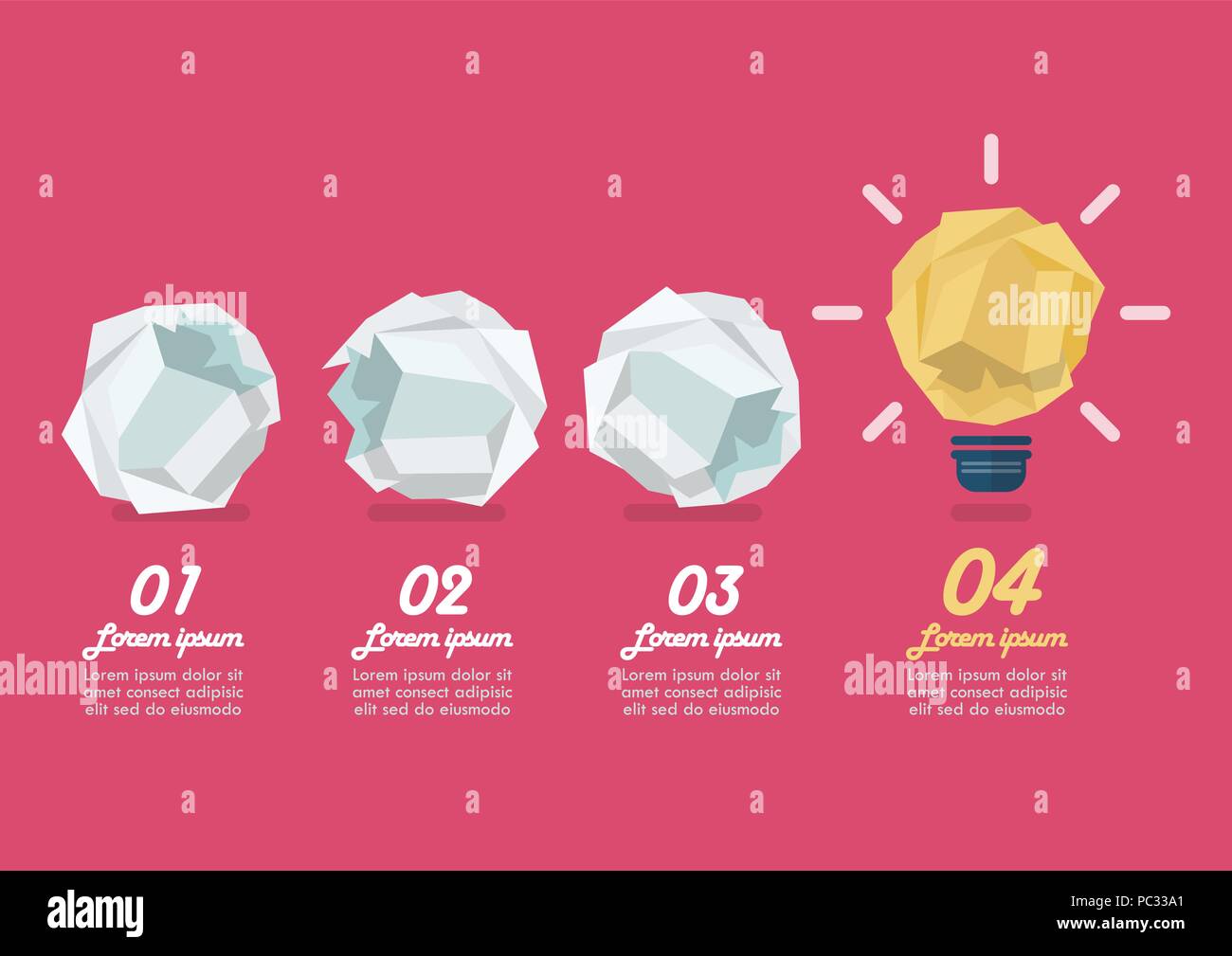 Crumpled paper light bulb with crumpled paper balls. Vector ...