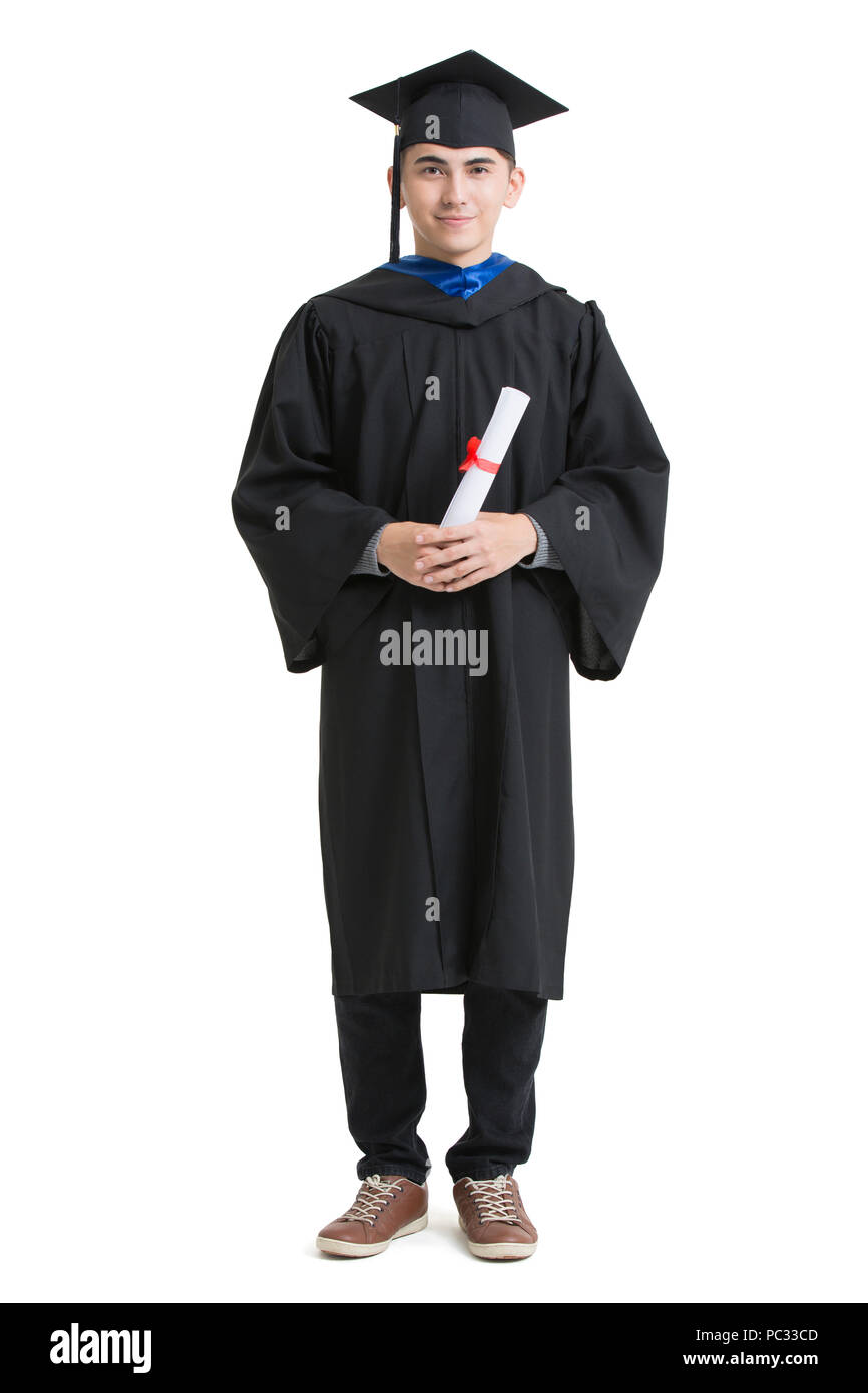 Graduation student standing diploma Cut Out Stock Images & Pictures - Alamy