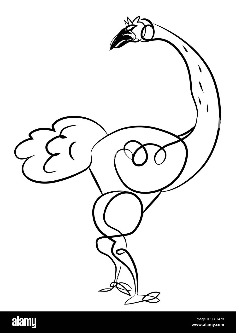 Ostrich. Simple line drawing of ostrich Stock Photo - Alamy