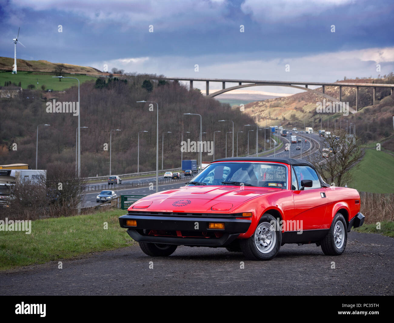 Triumph TR7 M62 Scammonden bridge Stock Photo - Alamy