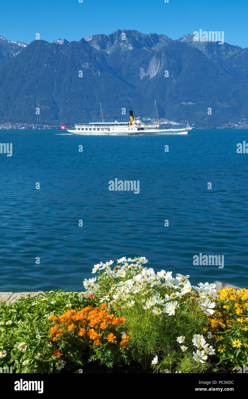 the town of Vevey on Geneva lake Stock Photo - Alamy