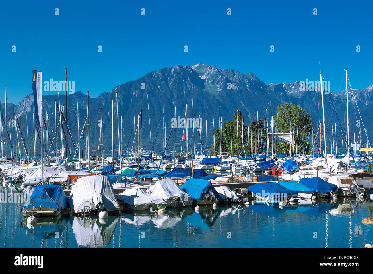 the town of Vevey on Geneva lake Stock Photo - Alamy
