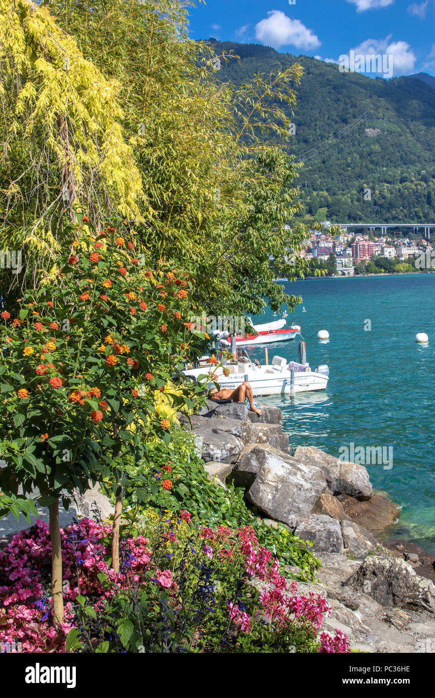 the town of Montreux Stock Photo - Alamy