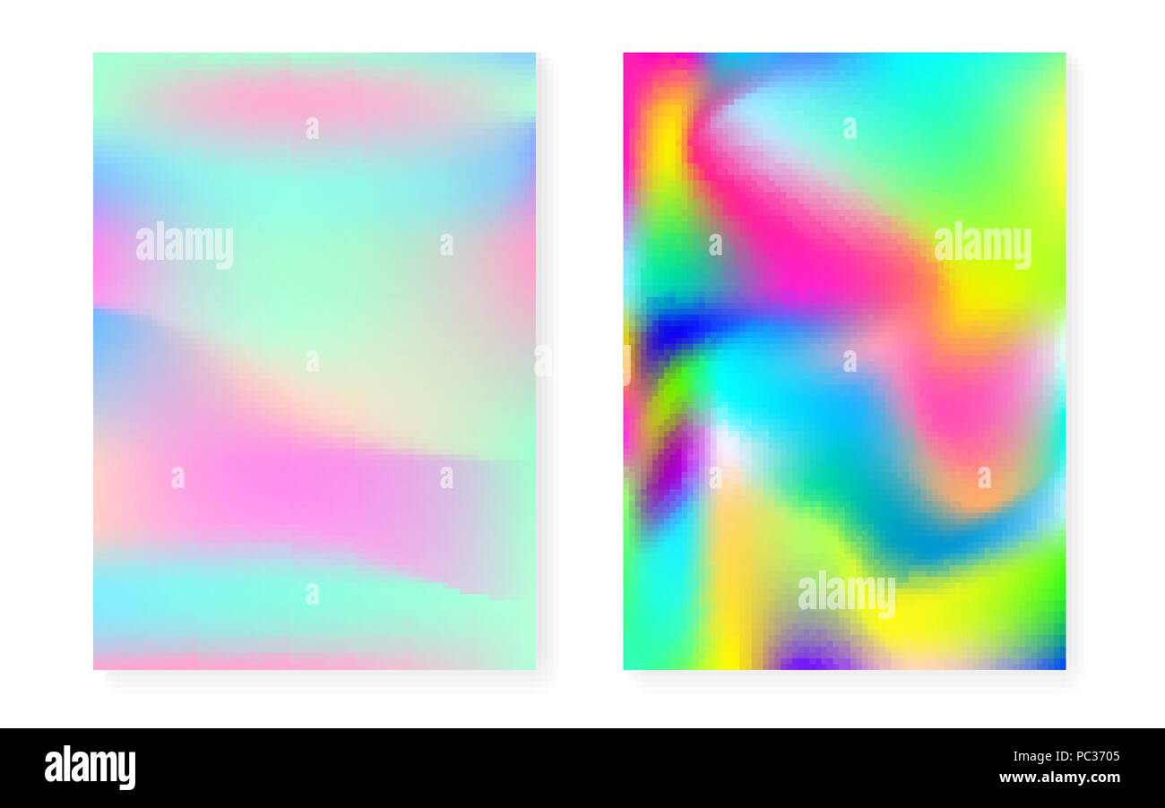 Holographic gradient background set with hologram cover Stock Vector ...