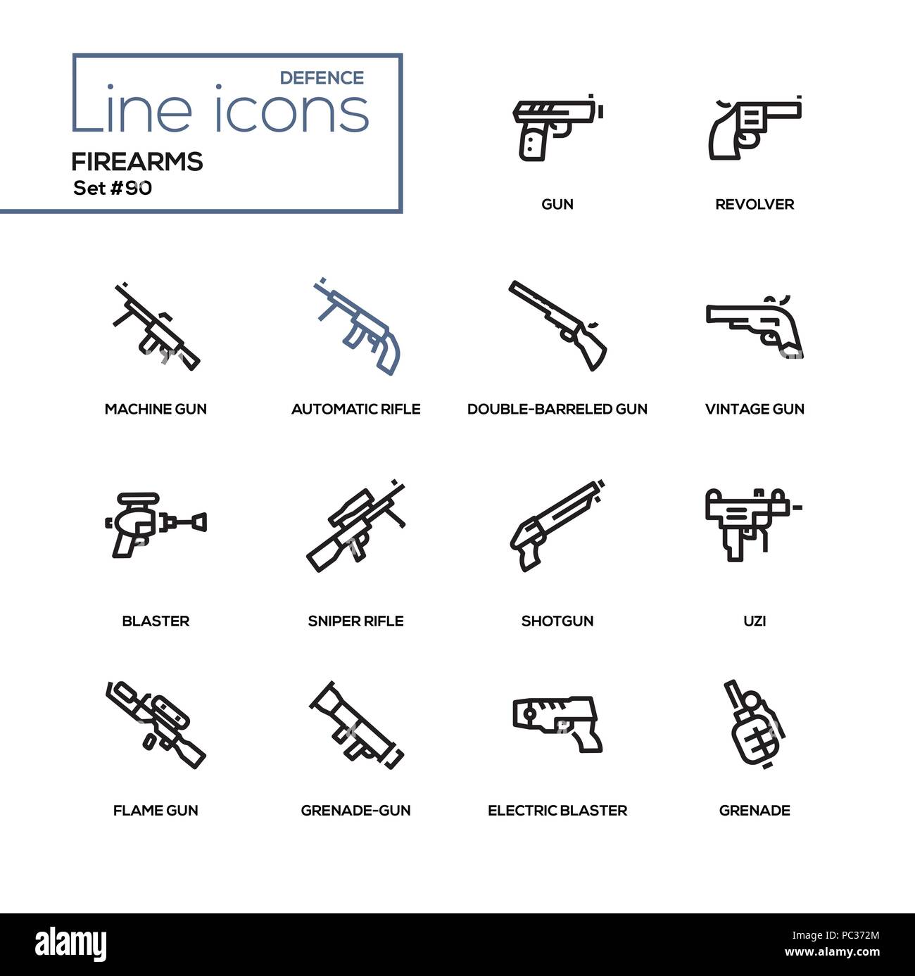 Firearms - modern line design icons set Stock Vector Image & Art - Alamy