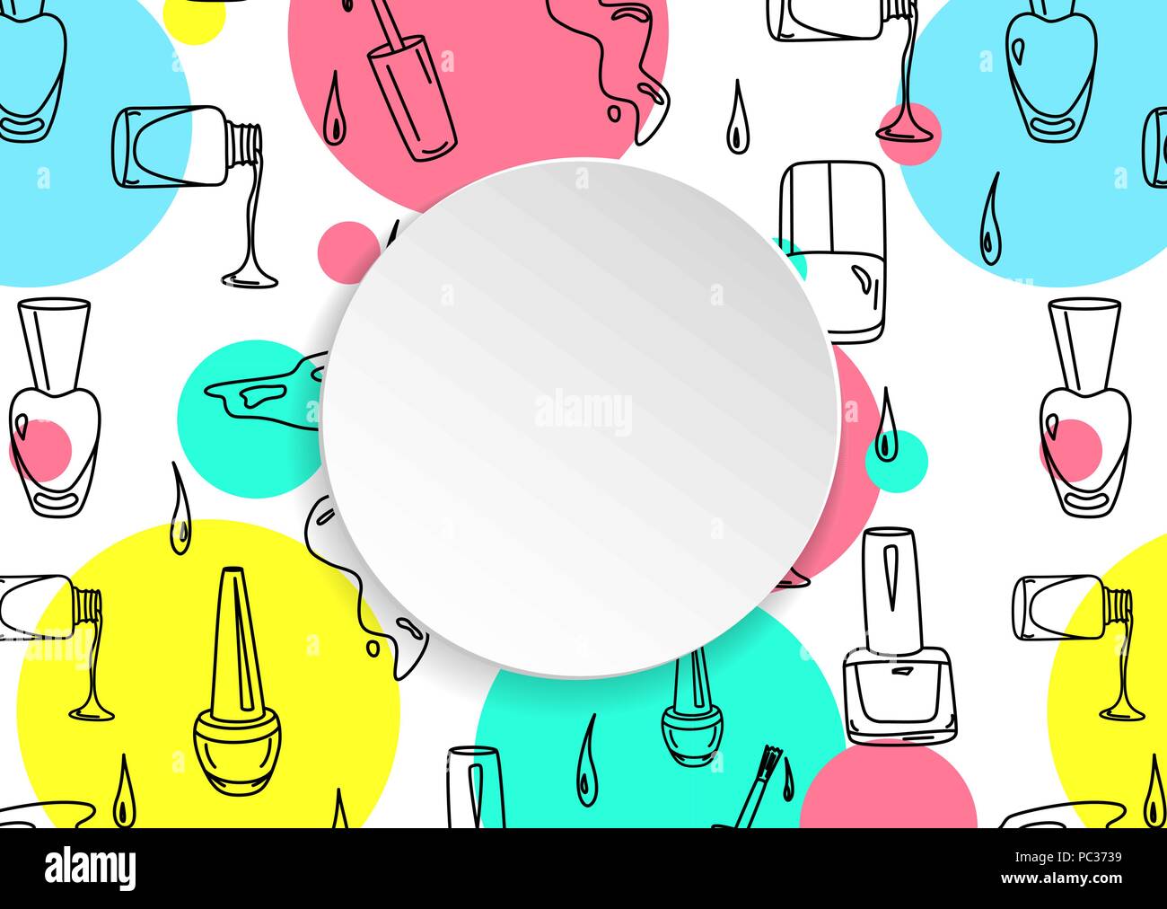 Nail banner with doodle manicure pattern. Hand drawn polish and Stock ...