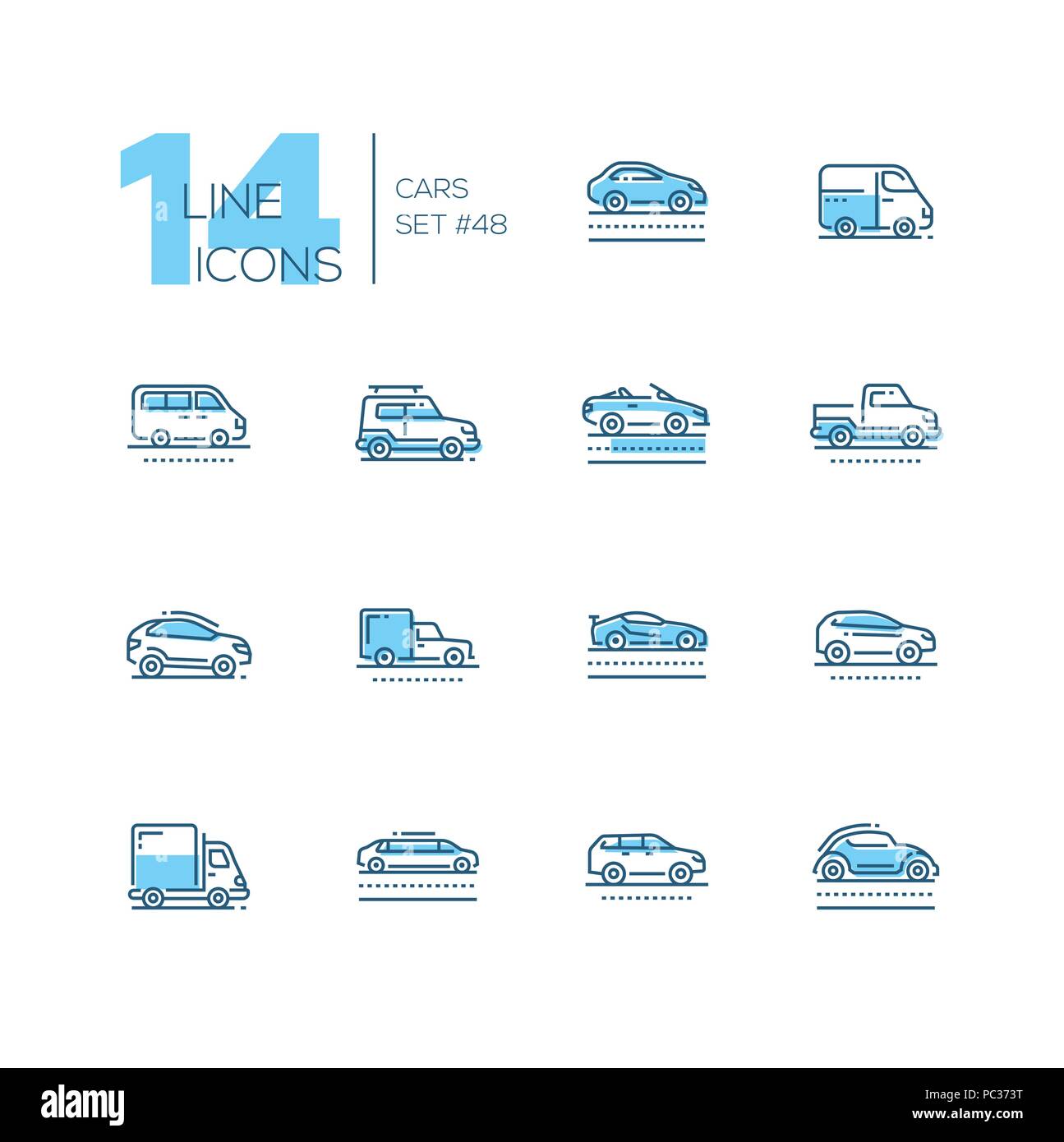 Cars - set of line design style blue icons Stock Vector Image & Art - Alamy
