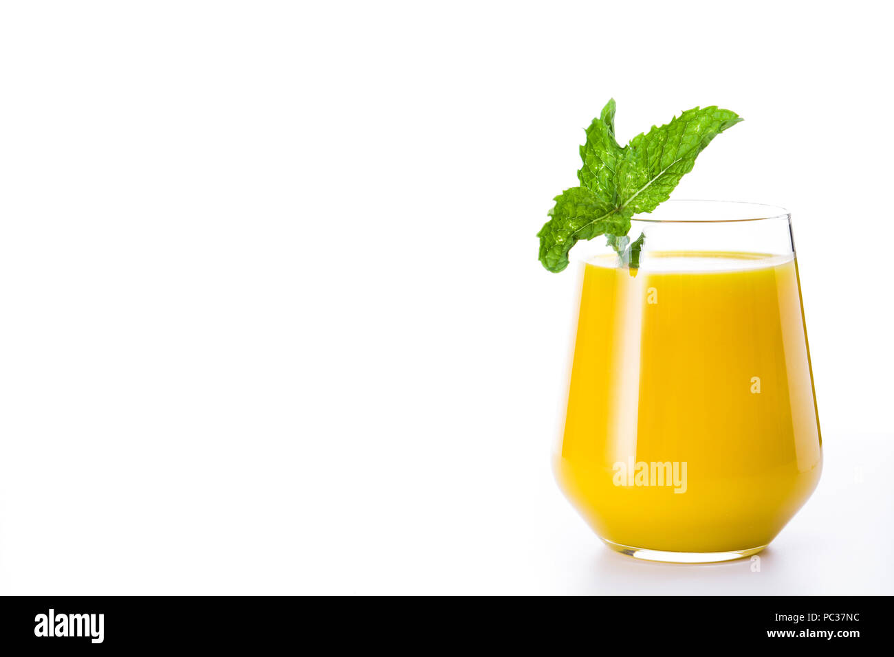 Mango Lassi dessert. Traditional Indian drink isolated on white ...