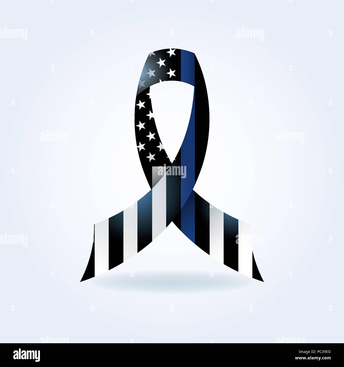 A police support flag ribbon with thin blue line illustration. Vector ...