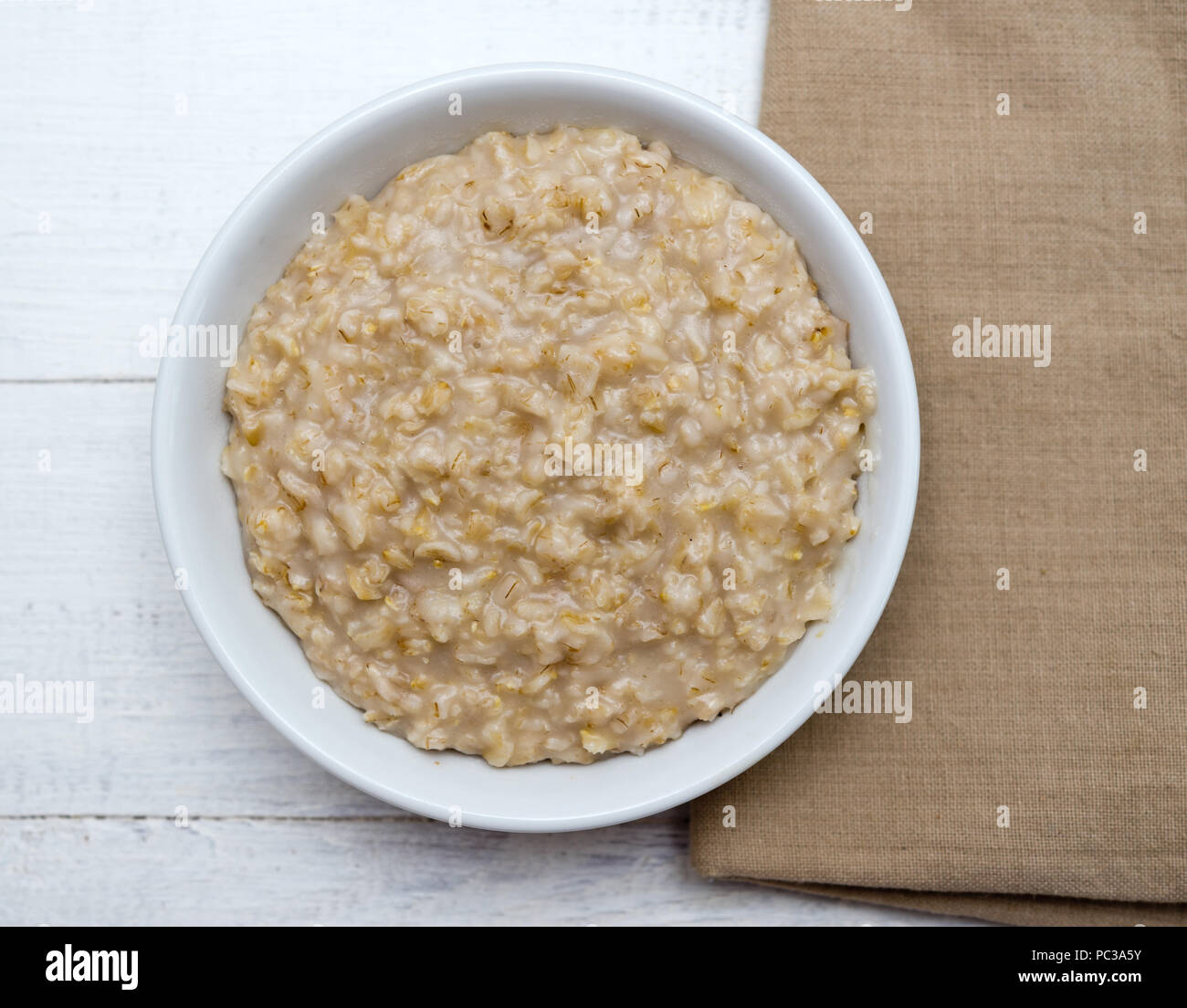 Top view of oats porridge Stock Photo - Alamy