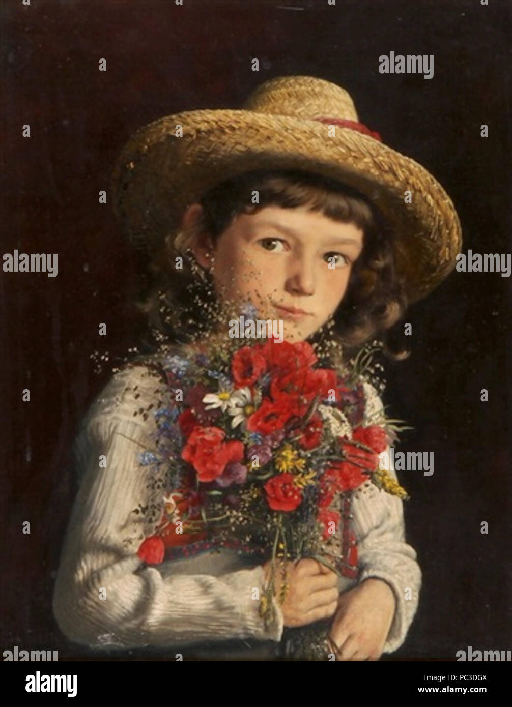 Adolf Schlabitz - Mädchen mit Blumenstrauss Stock Photo - Alamy