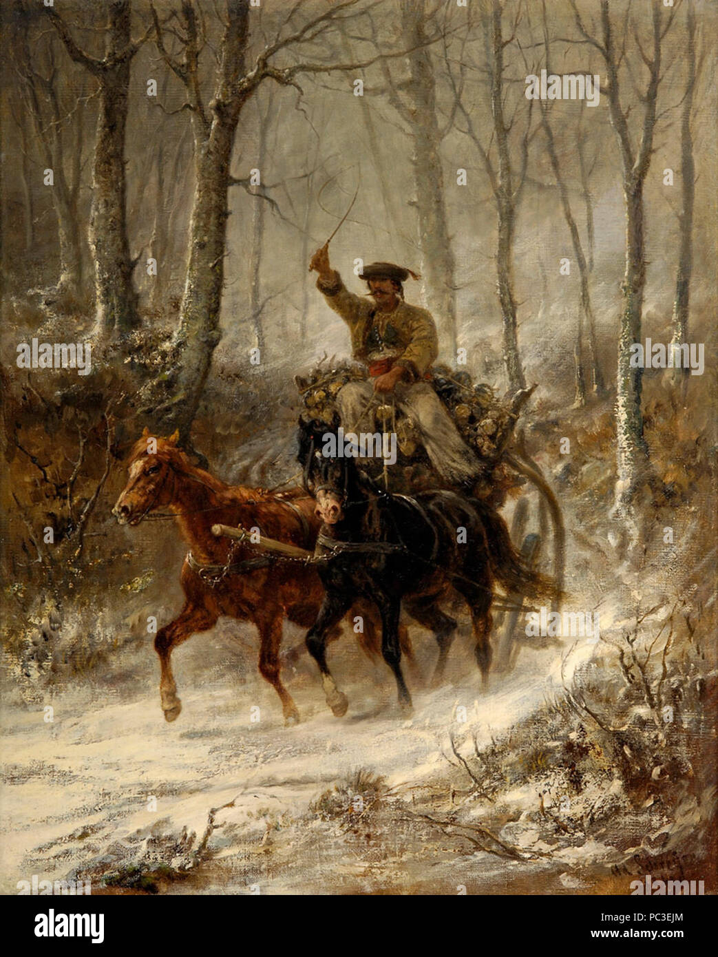 Adolph Schreyer Wallach-Gespann im Winter Stock Photo - Alamy