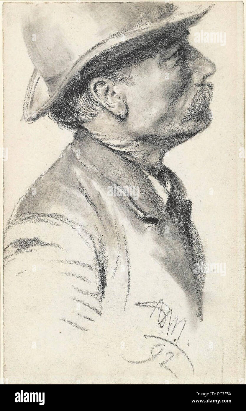 Adolph von Menzel Schnauzbärtiger Mann mit Hut 1892 Stock Photo - Alamy