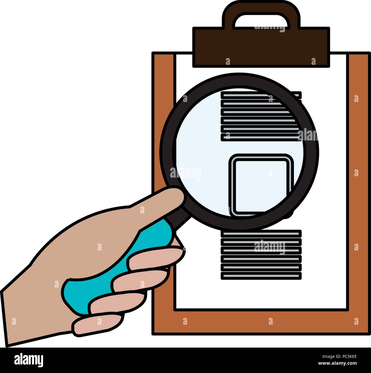 hand with magnifying glass and checklist Stock Vector Image & Art - Alamy