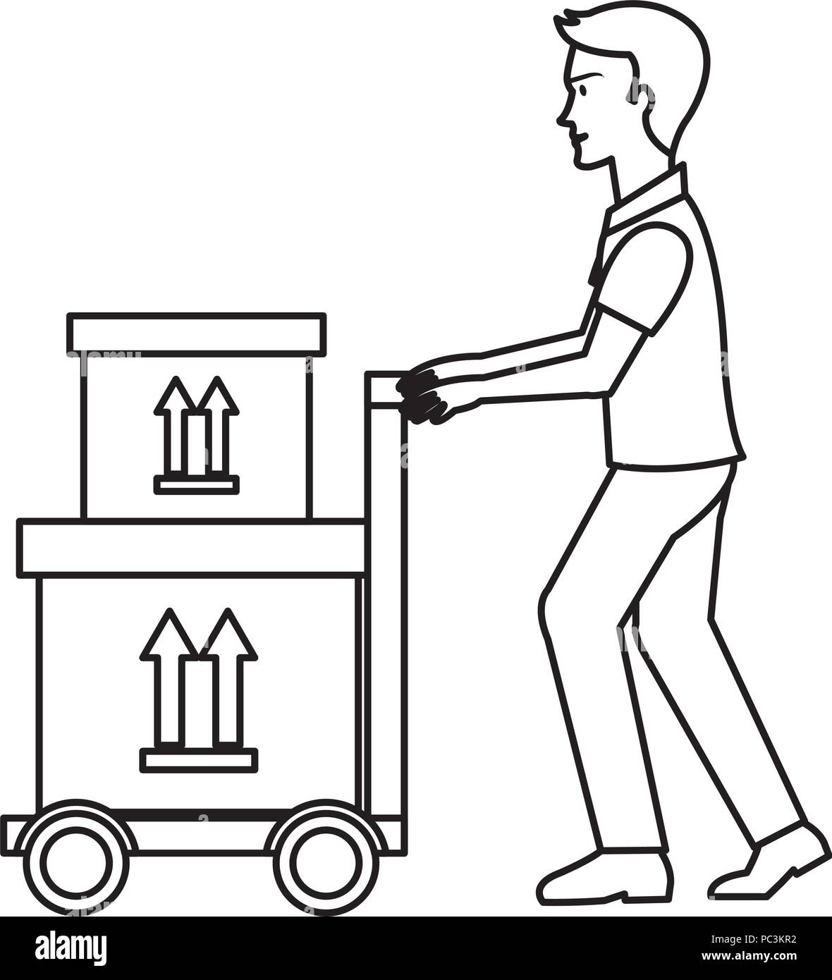 Postman with cart Stock Vector Images - Alamy