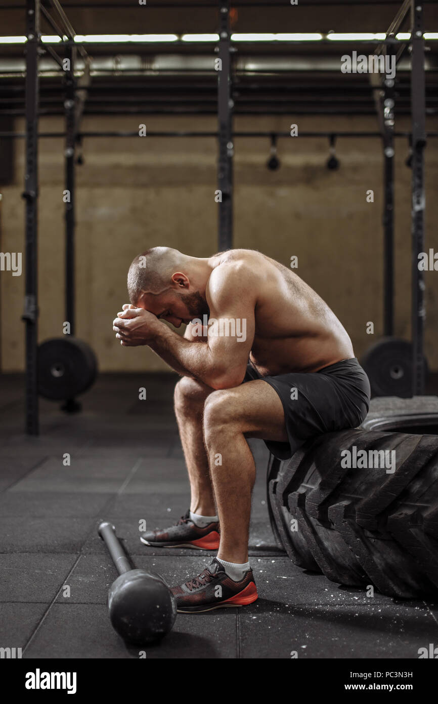 a strong sportsman has run out of steam. frustration and depression ...