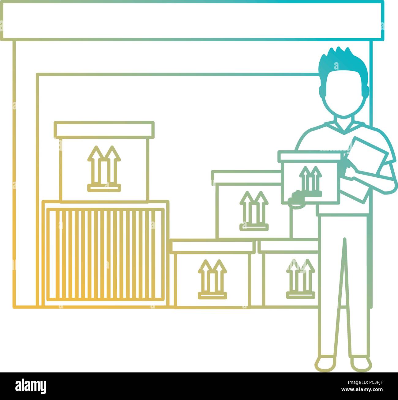 delivery worker with checklist in warehouse Stock Vector Image & Art ...