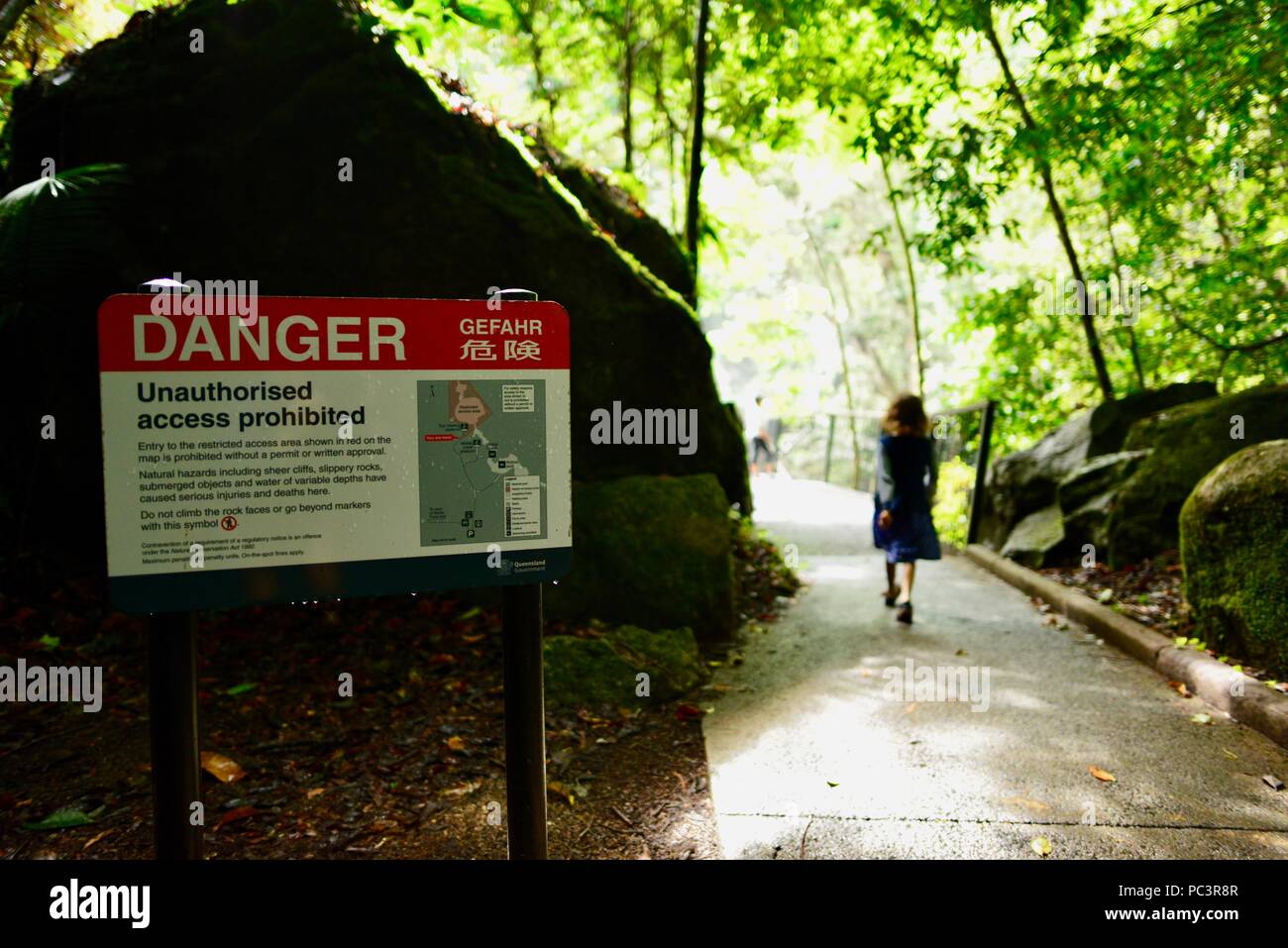 Danger signs about the unauthorised access to prohibited areas of the ...