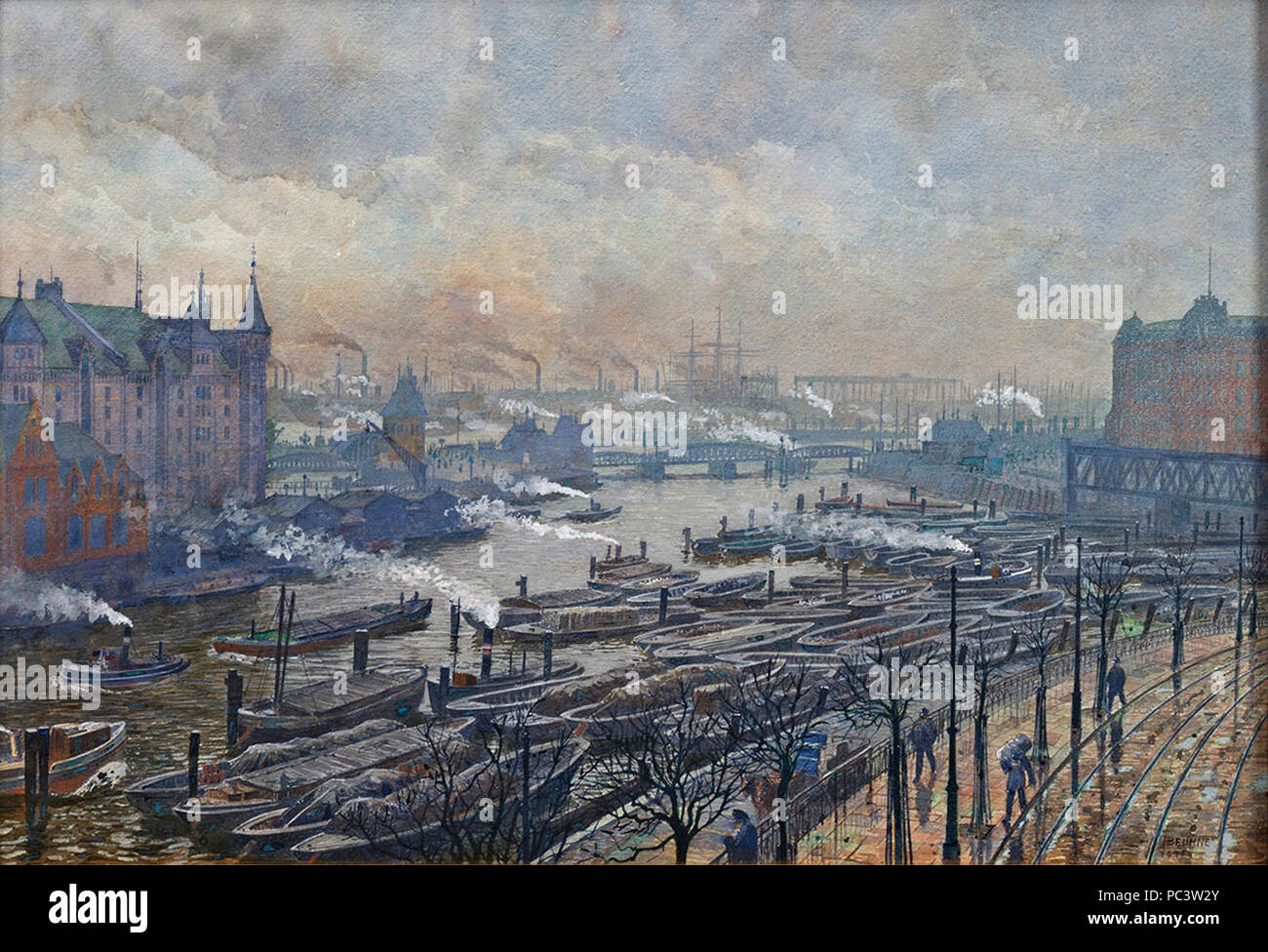 Adolph Beuhne Blick auf den Hafen - Hamburg Stock Photo - Alamy