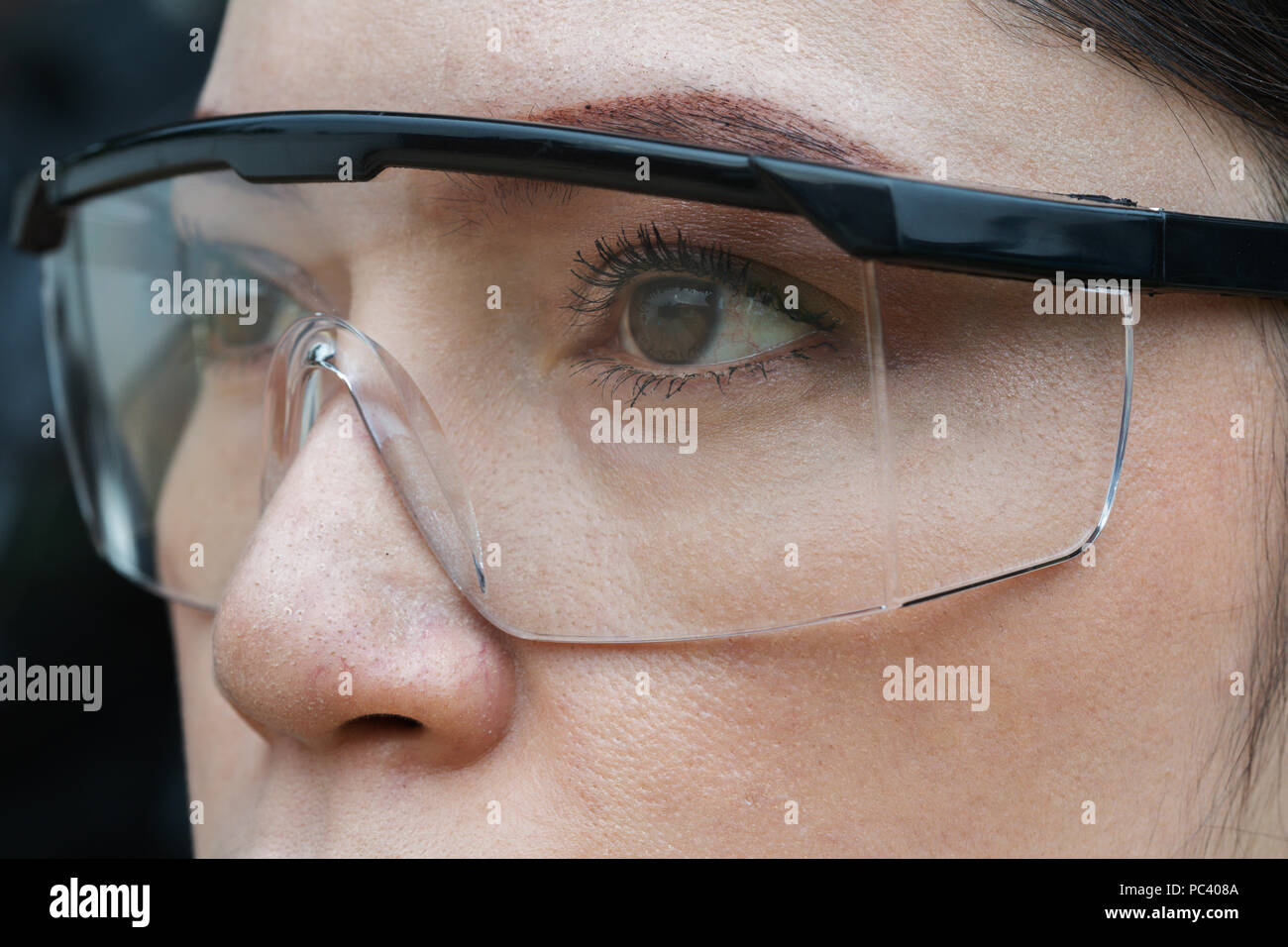 eye with glasses close up Stock Photo - Alamy