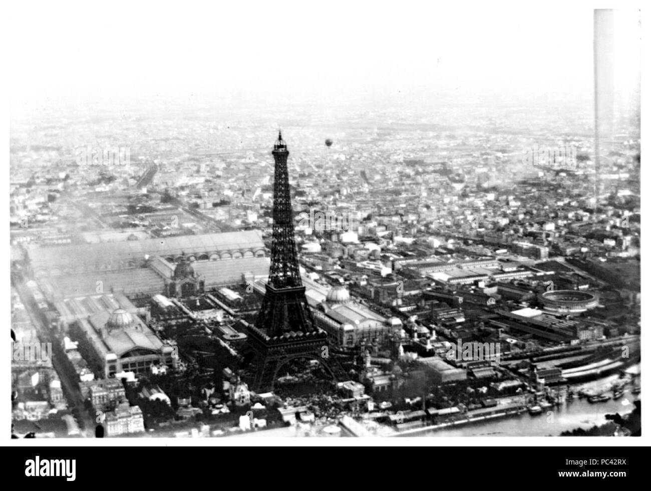 Aerial view of Eiffel Tower and Exposition Universelle, Paris, 1889 ...