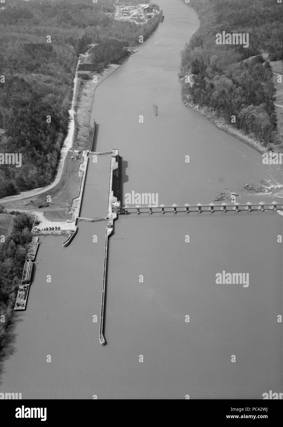 Aerial view of Holt Lock & Dam and Power Plant - 03 Stock Photo - Alamy