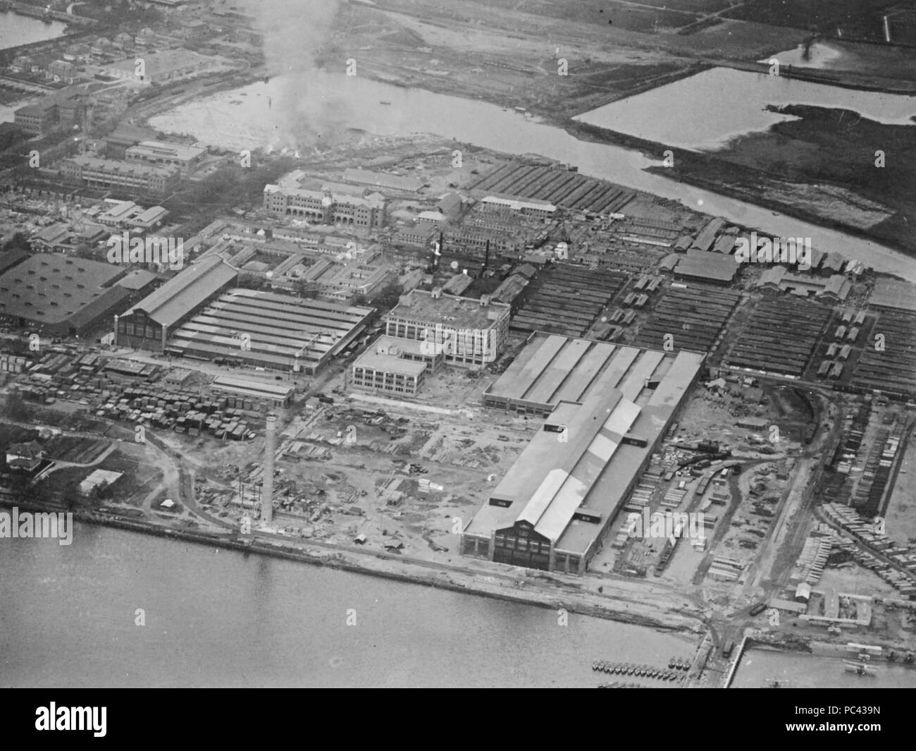 Aerial view of the US Naval Aircraft Factory on 14 November 1918 Stock ...
