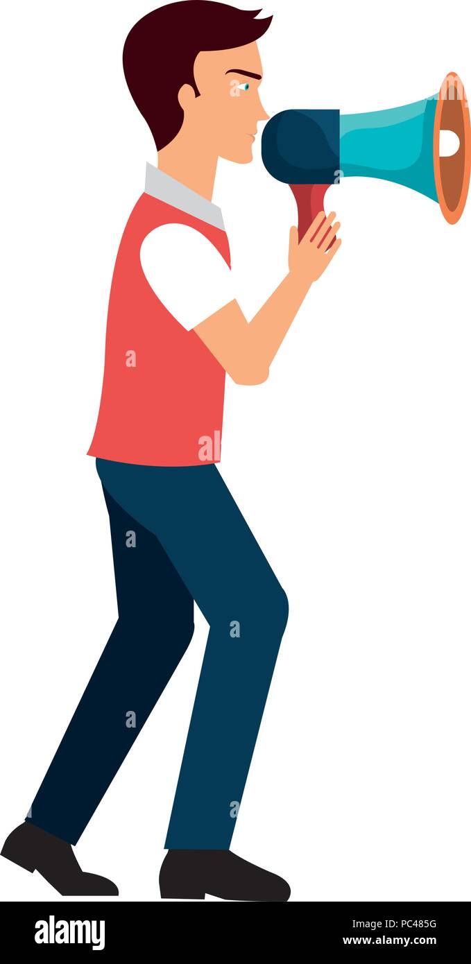 man talking with megaphone sound Stock Vector Image & Art - Alamy