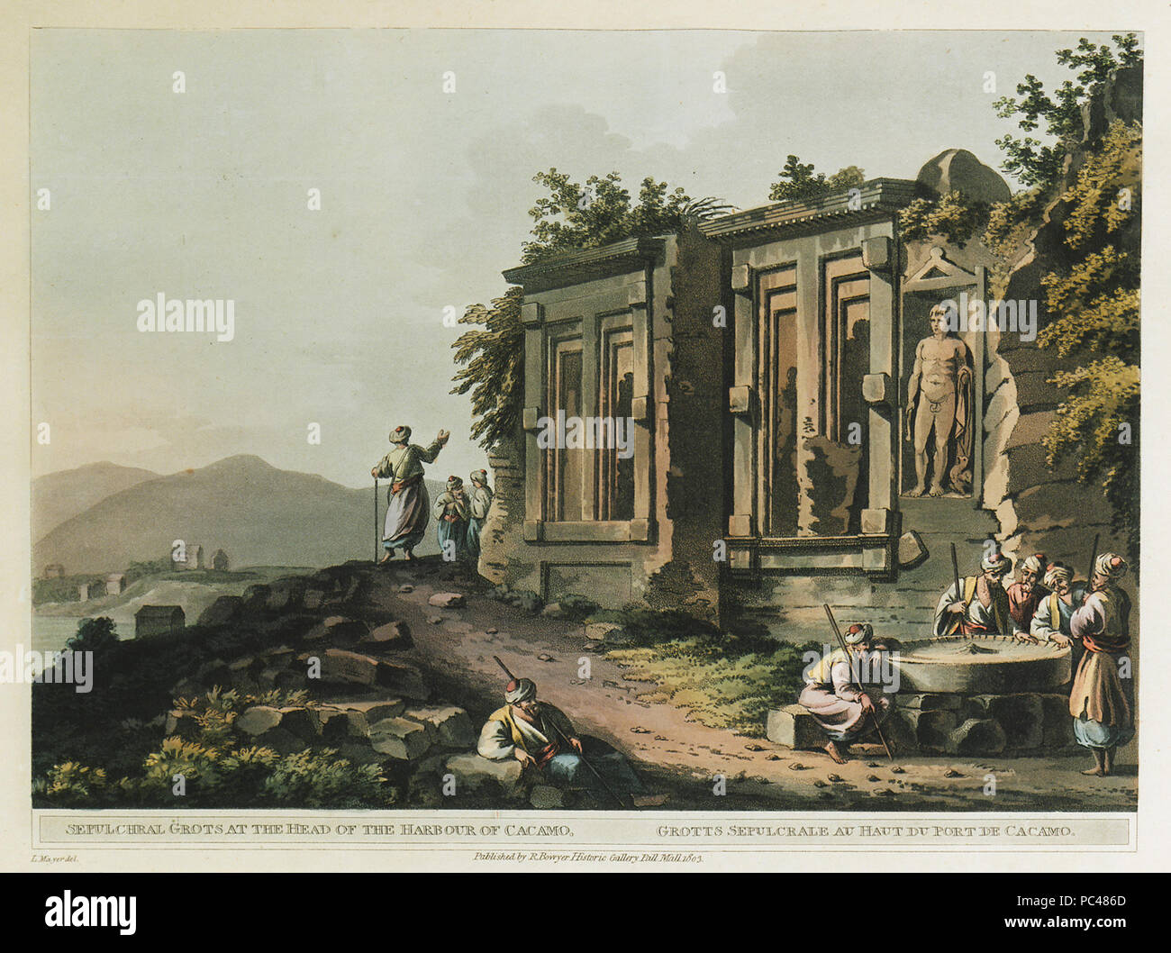 552 Sepulchralgrots at the head of the harbor of Cacamo - Mayer Luigi ...