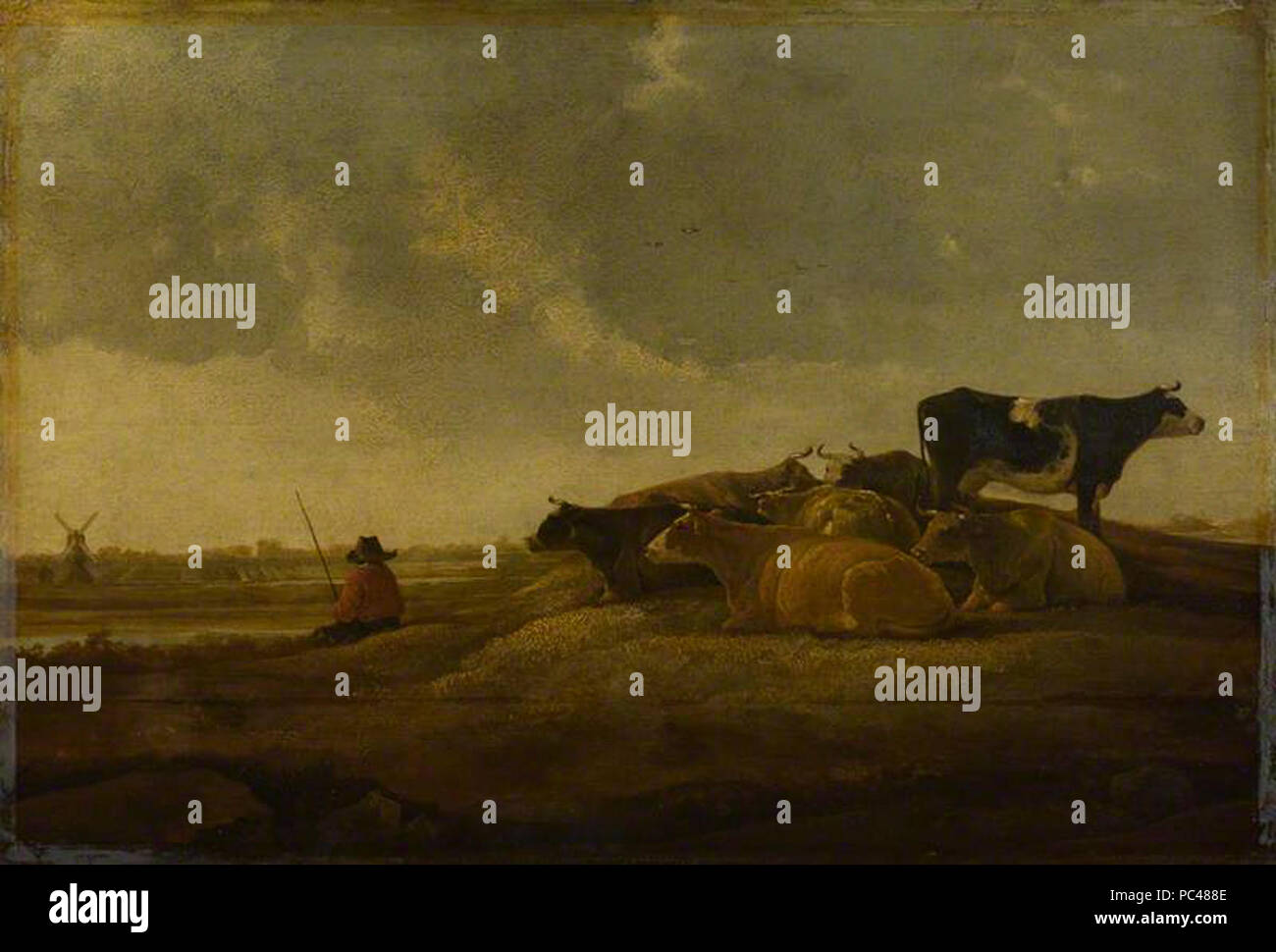 Aelbert Cuyp - A Herdsman with Seven Cows by a River NG NG NG2547 Stock ...