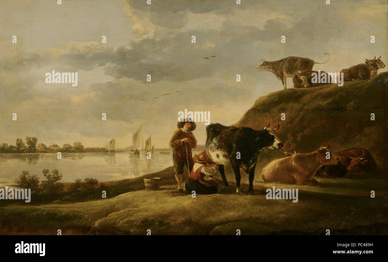 Aelbert Cuyp - Cattle by a River 821 Stock Photo - Alamy