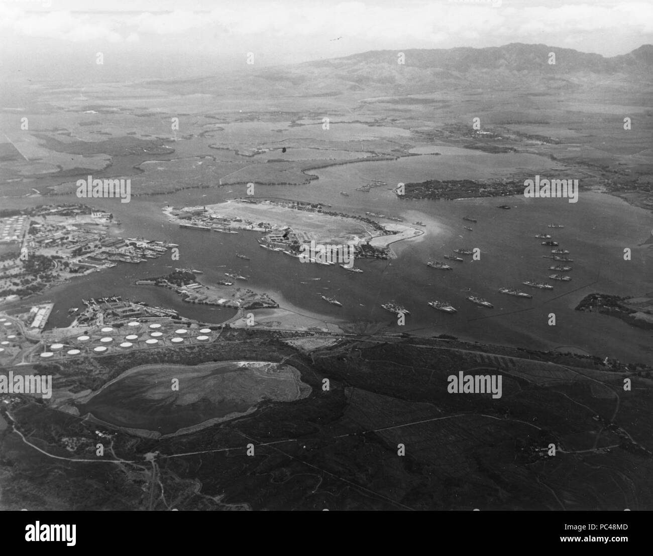 Aerail view of Pearl Harbor on 3 May 1940 Stock Photo - Alamy