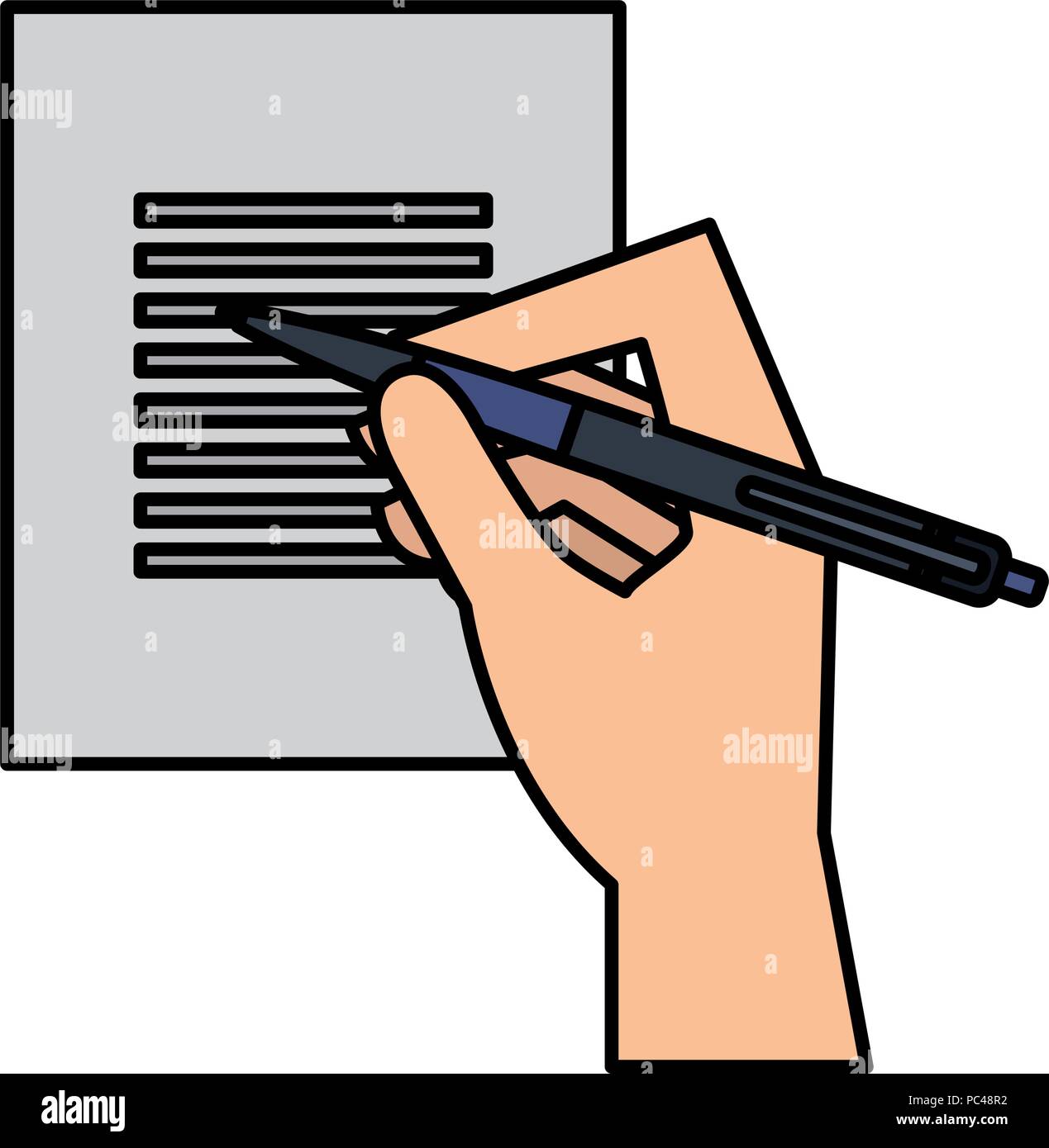 hand writing with pen in documents paper Stock Vector Image & Art - Alamy