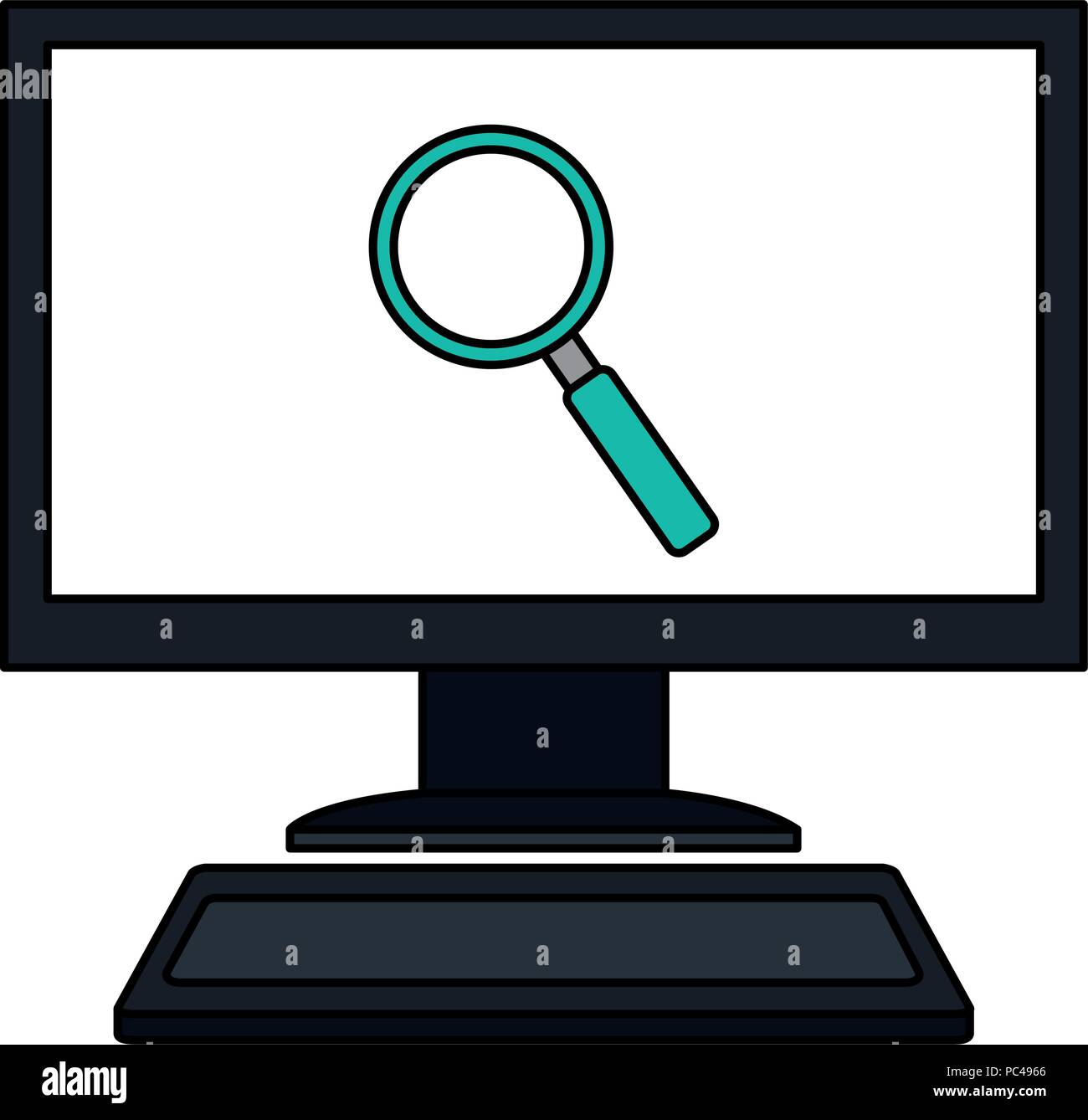 computer desktop with magnifying glass Stock Vector Image & Art - Alamy