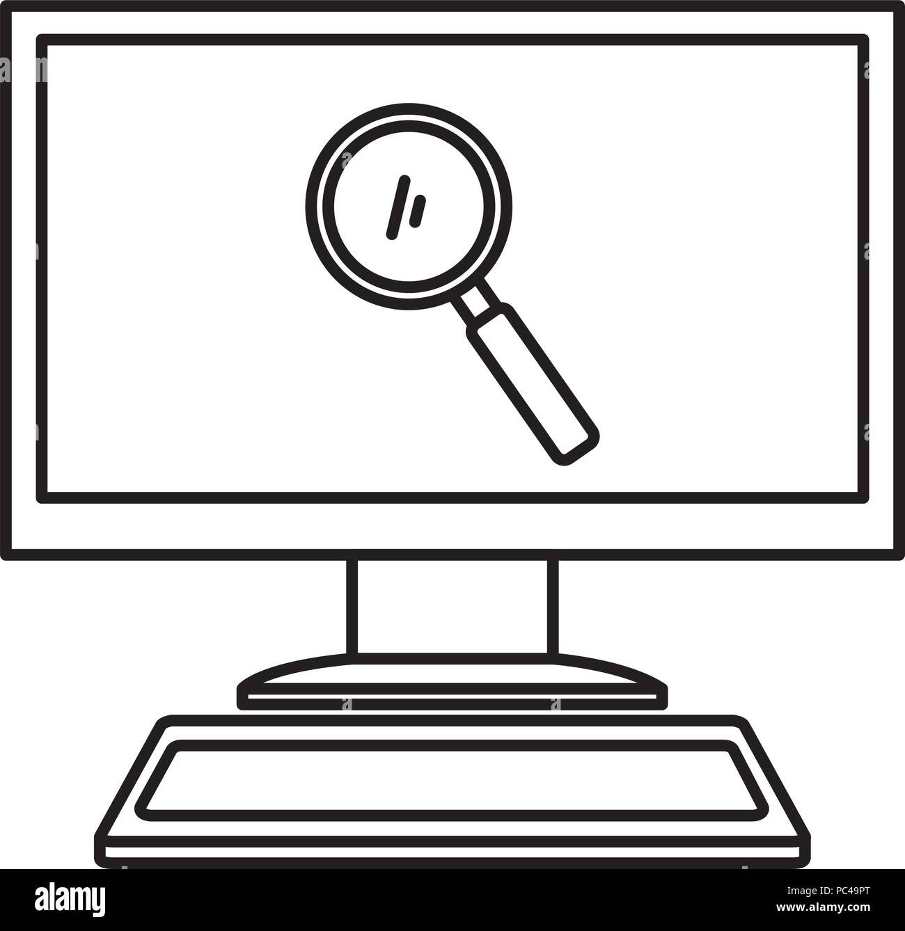 computer desktop with magnifying glass Stock Vector Image & Art - Alamy