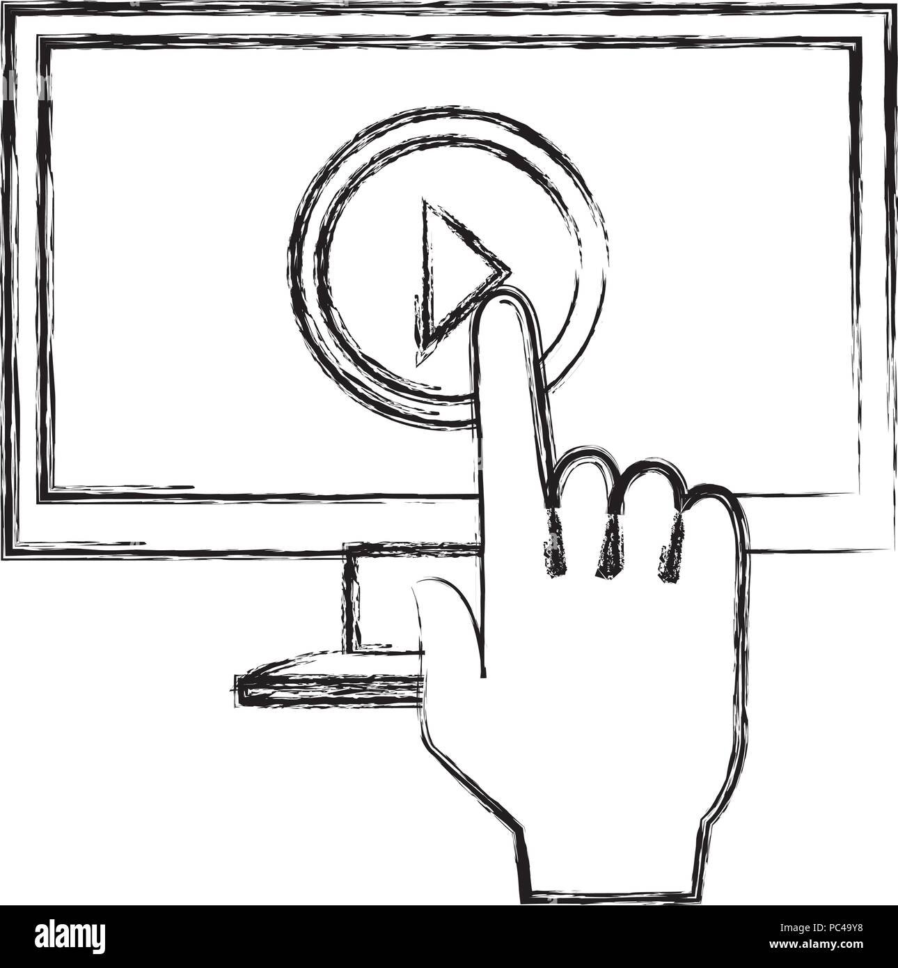 hand using monitor computer with media player Stock Vector Image & Art ...
