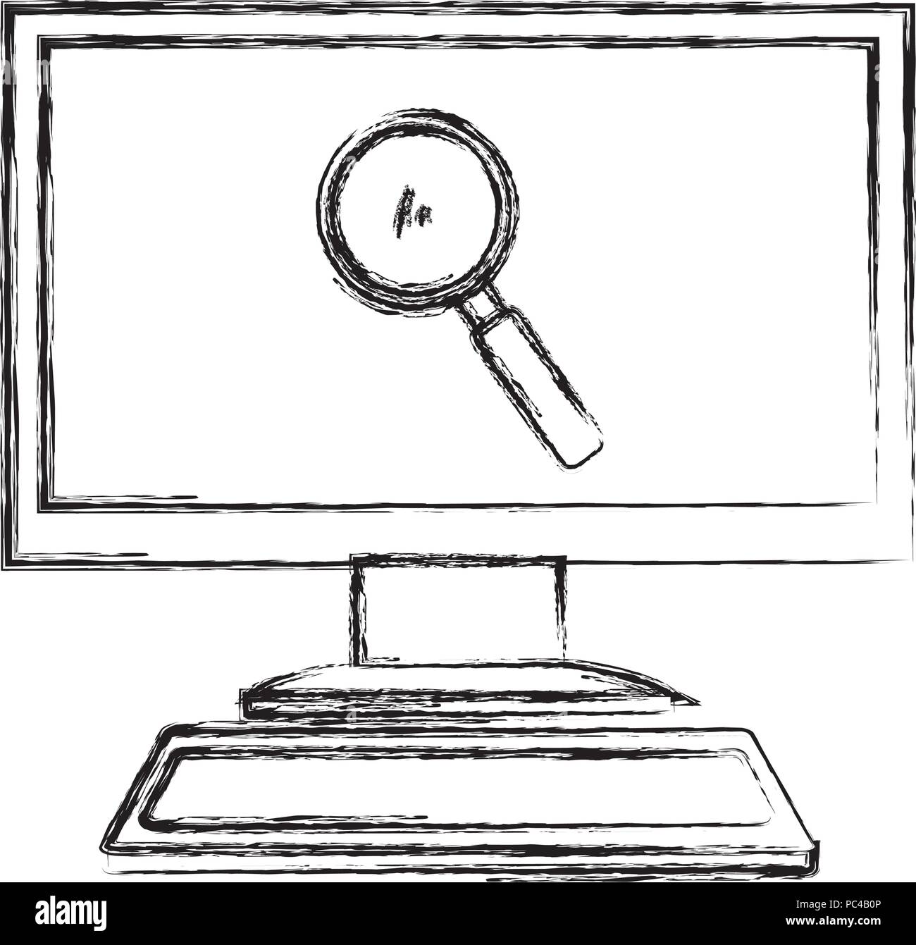 computer desktop with magnifying glass Stock Vector Image & Art - Alamy