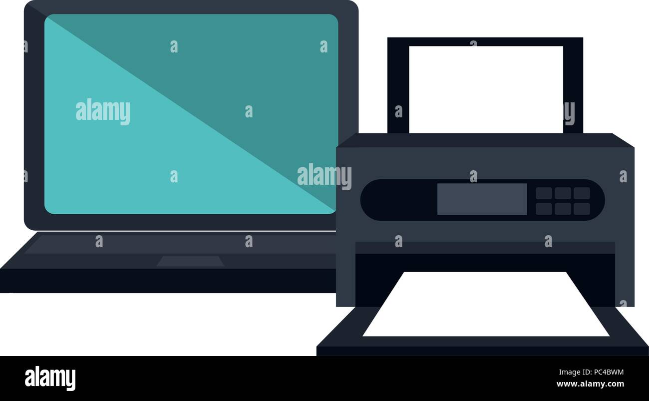 laptop computer with printer Stock Vector Image & Art - Alamy
