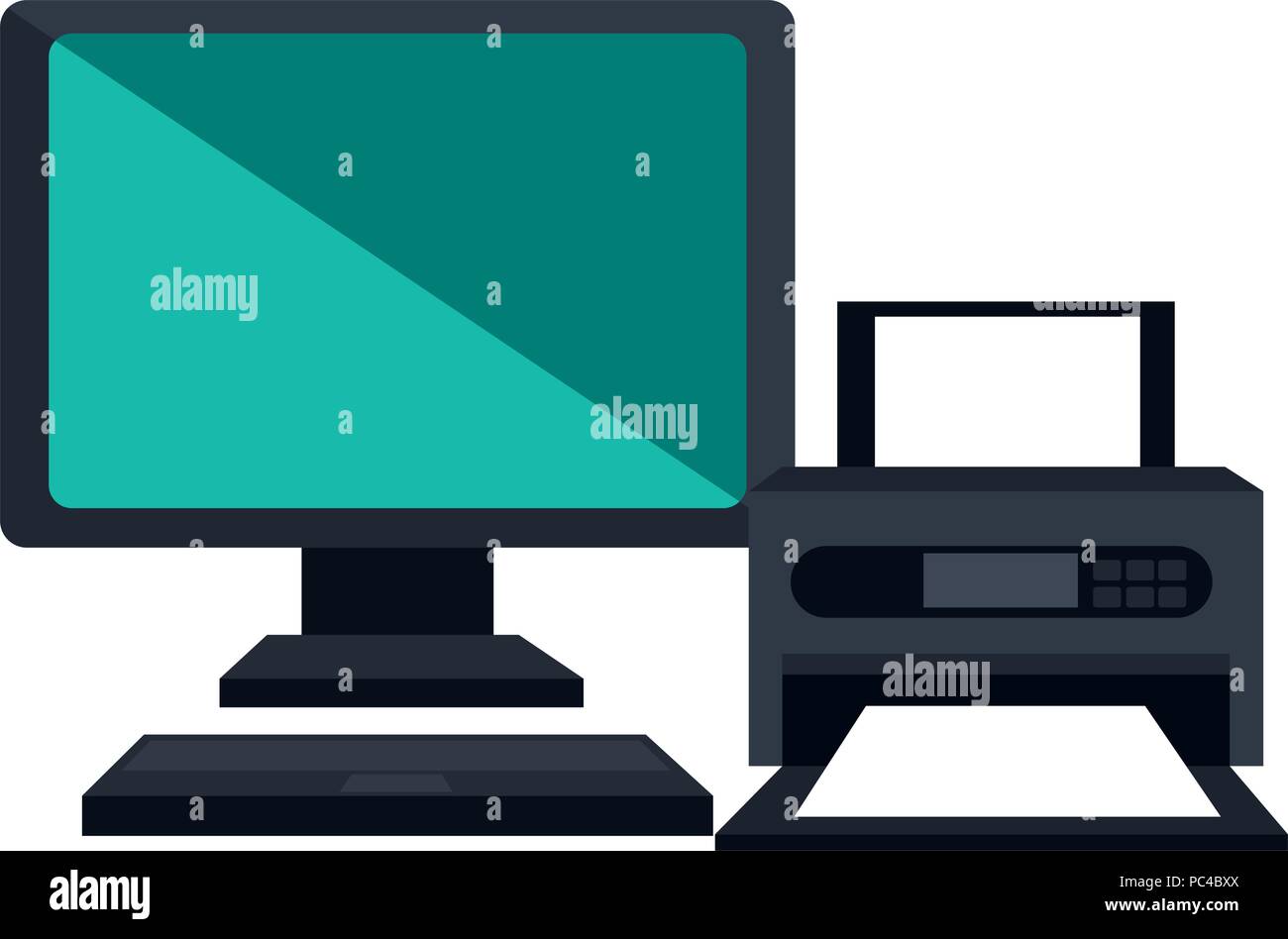 computer desktop with printer Stock Vector Image & Art - Alamy